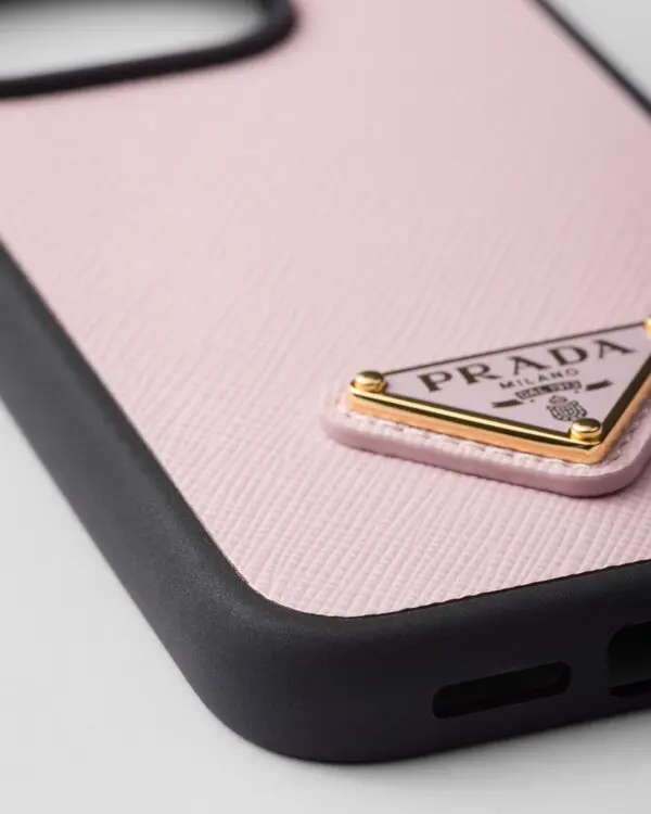Prada Saffiano Leather Cover For Iphone 15 Pro - Alabaster Pink